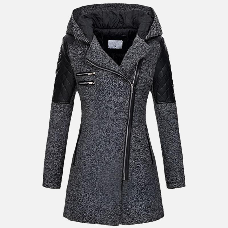 Women’s Fleece Hooded Longline Asymmetric Coat – Golden Sands Boutique